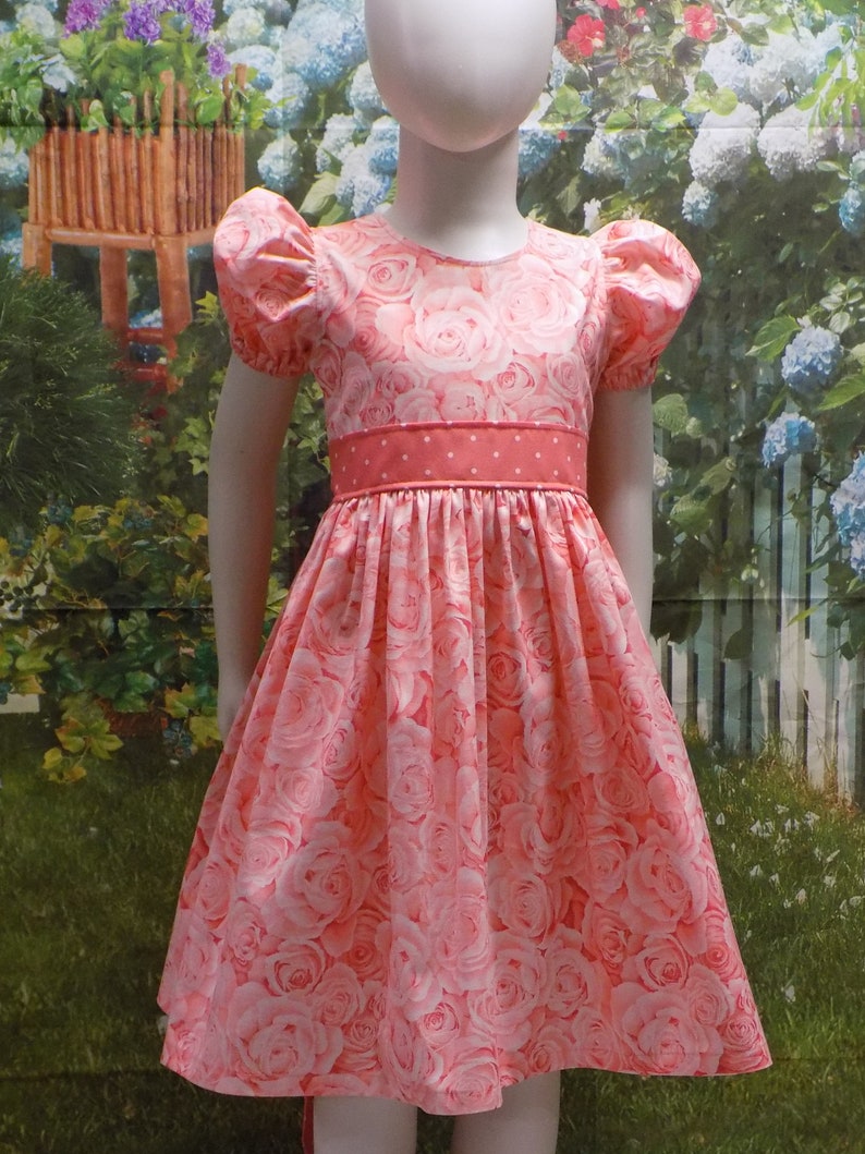 Size 6 Girls Spring Dress Easter Coral Roses Mother's - Etsy