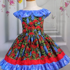 Girls, Bluebonnets Dress, Texas Dress, Pageant OOC, Wildflowers, RWB ...