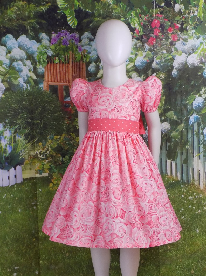 Size 6 Girls Spring Dress Easter Coral Roses Mother's - Etsy