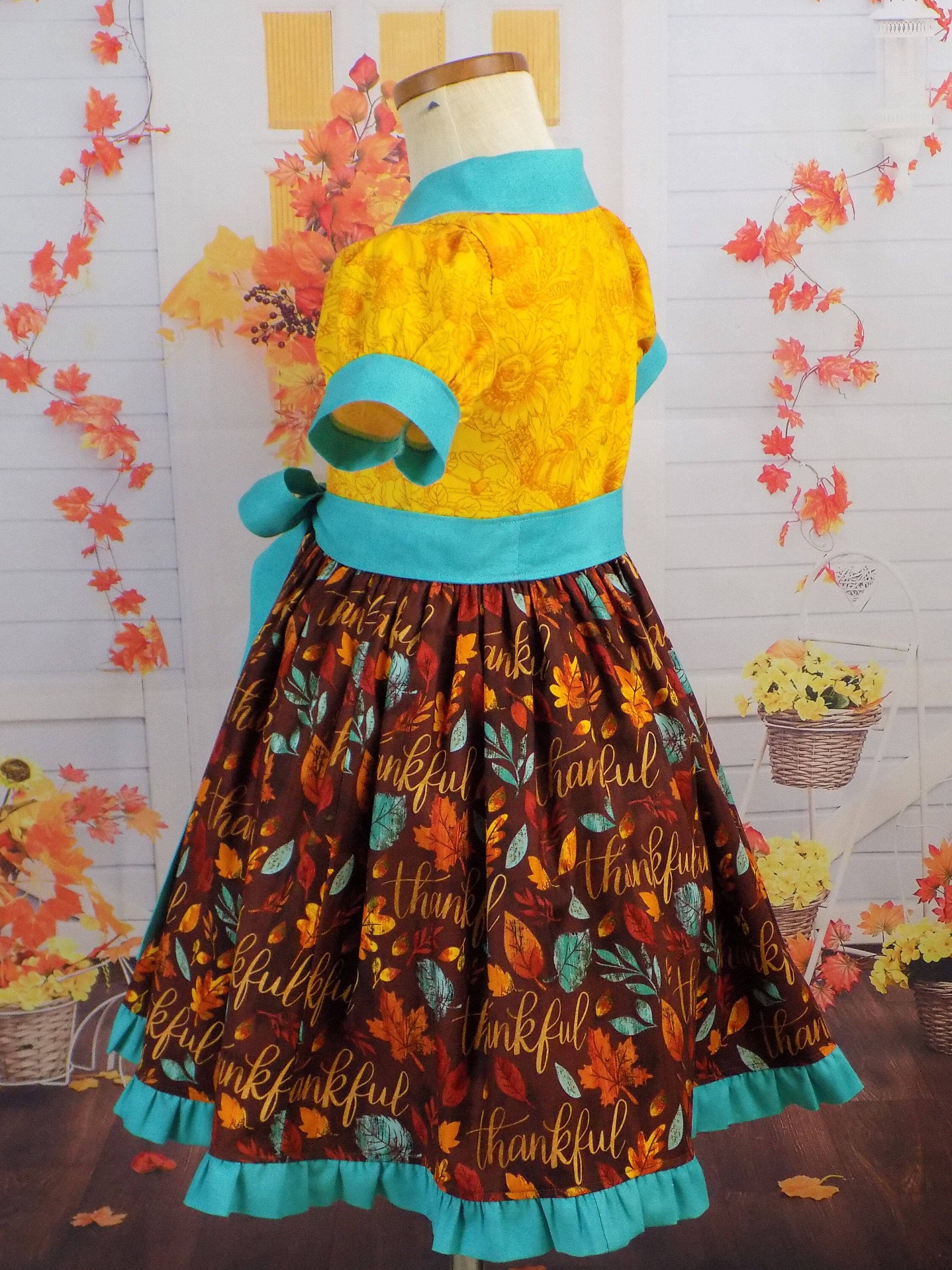 Thanksgiving Dress, Fall Dress, Girls, Autumn Dress, Handmade, Custom ...