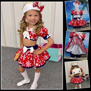 Pageant Pink Sailor Outfit Anchors Girl Sailor, Nautical, Crop Top and ...