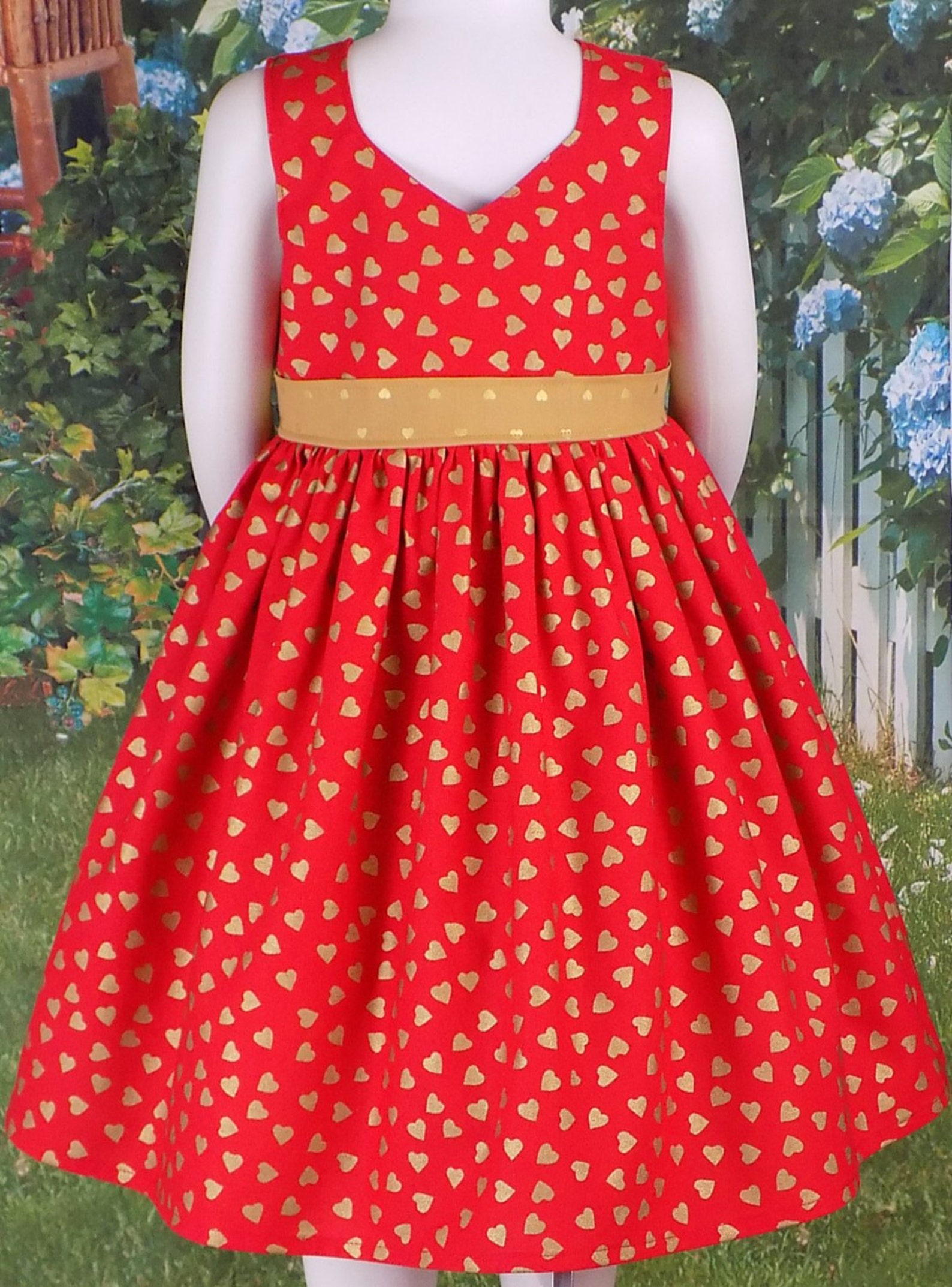 Girls, Valentine Day Dress, Toddler, Hearts Dress, Red, Gold, Set, Teen ...