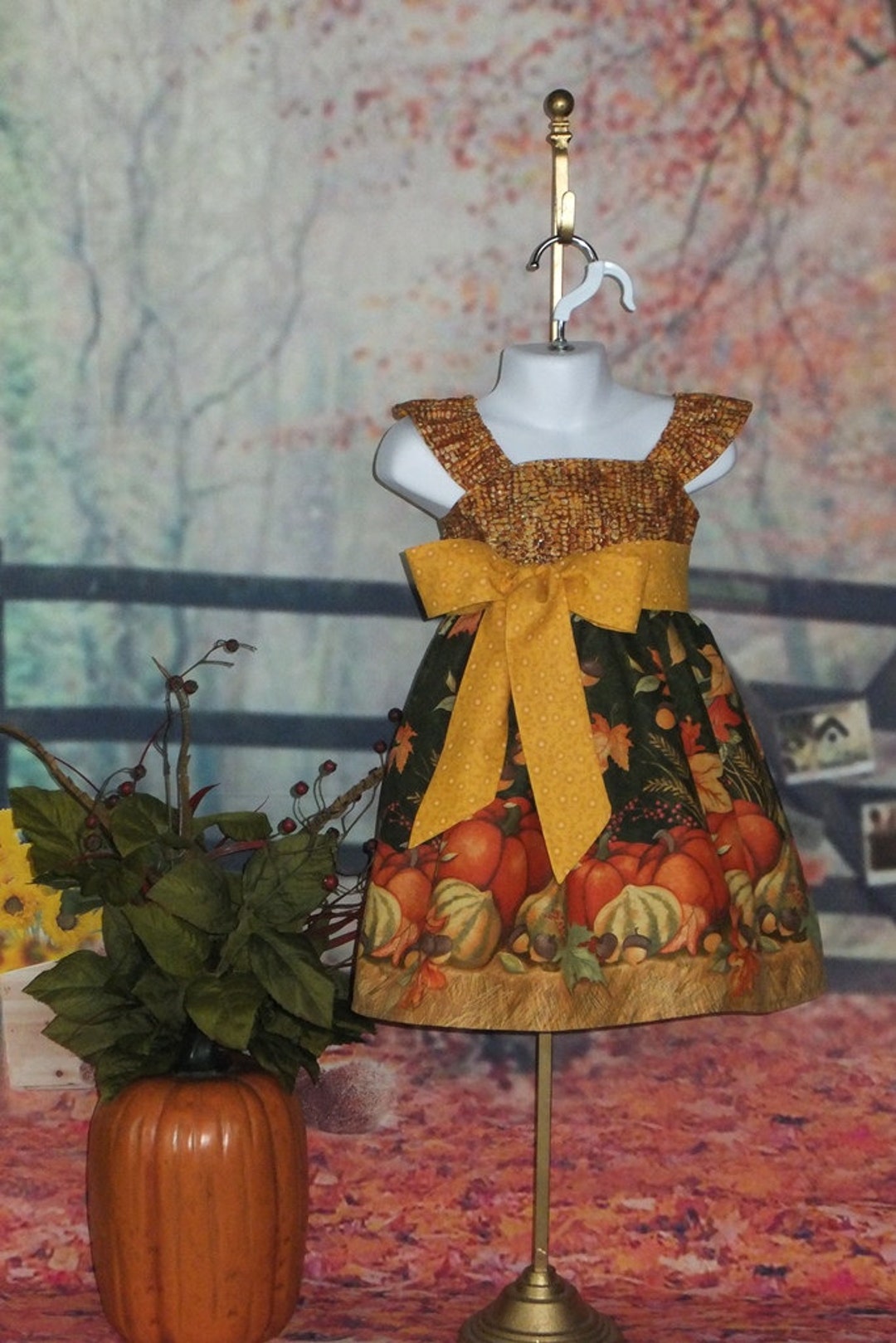 Girls, Thanksgiving Dress, Toddler, Fall Dress, Pumpkin Dress, Autumn ...