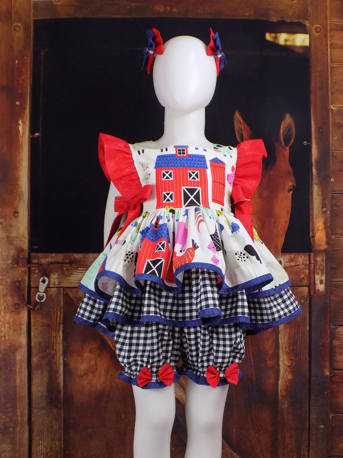 Red Barn Outfit Girls Farm Outfit Pageant Wear Farm - Etsy