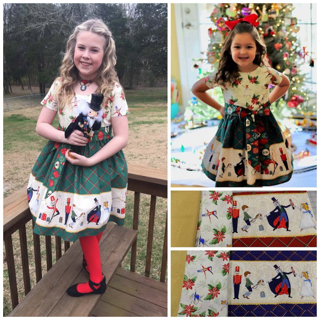 Girls Nutcracker Dress, Christmas Dress, Plaid, Red Green Dress, Gold ...