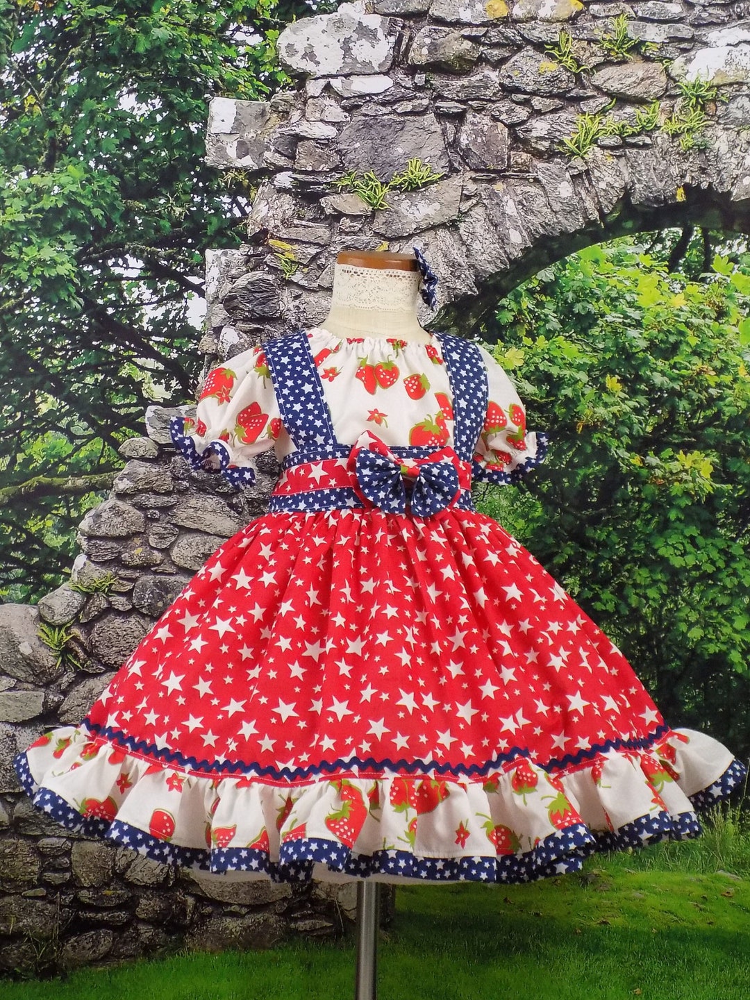 Strawberry Pageant Dress, RWB Pageant, Star Outfit, Patriotic OOC, Red ...