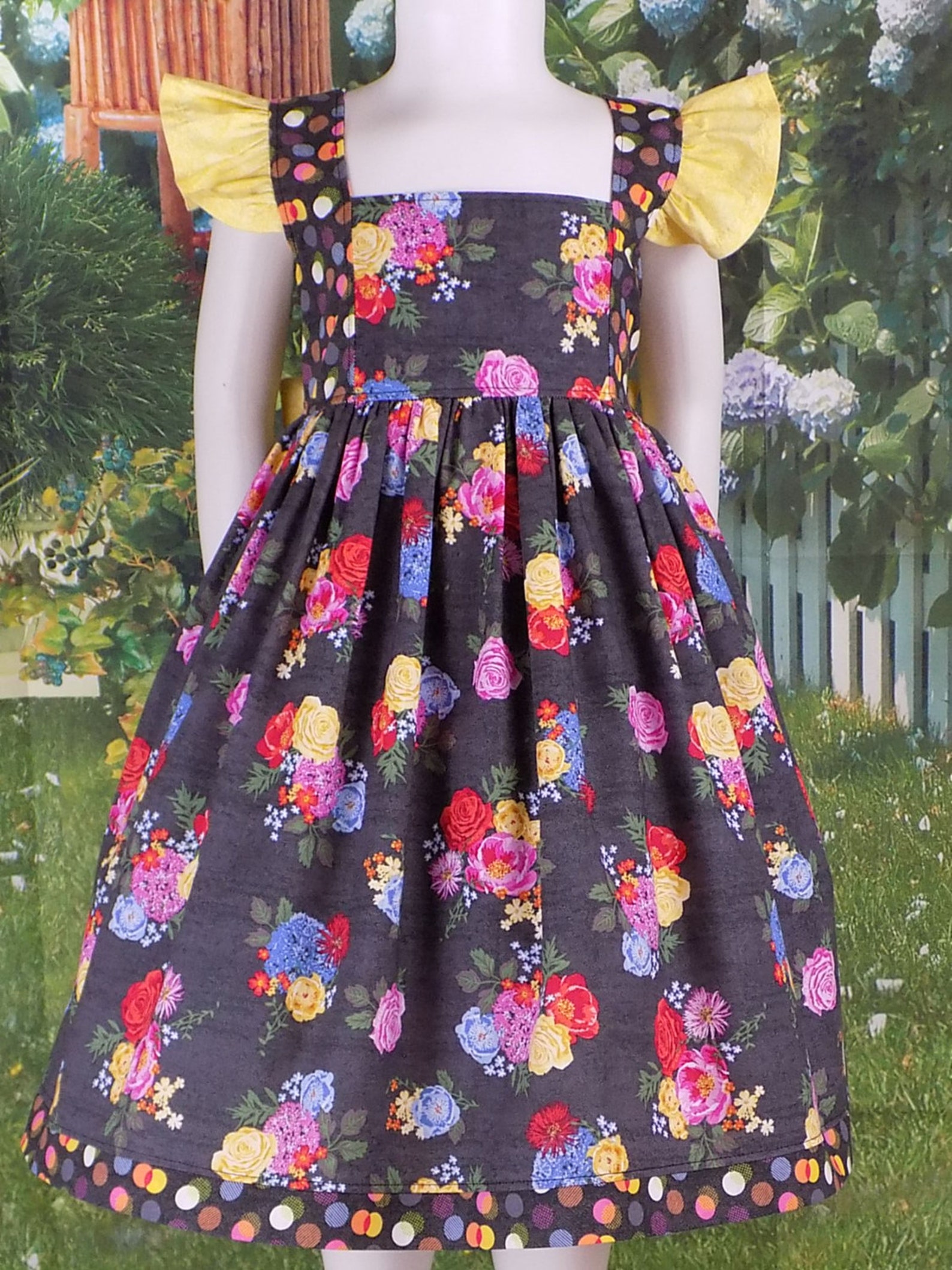 Girls Easter Dress Spring Floral Big Flowers Summer - Etsy