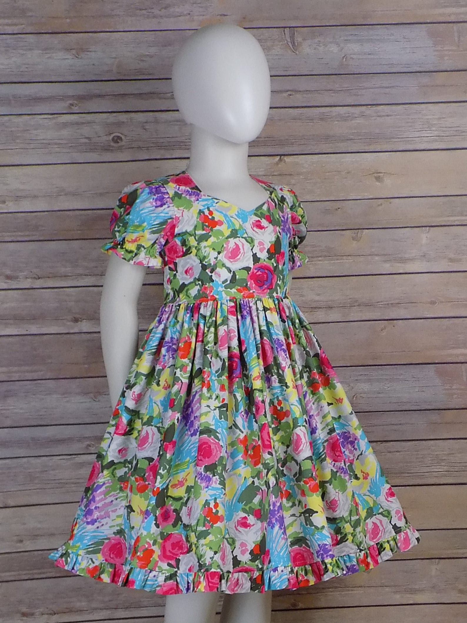 Spring Dress Girls Easter Dress Floral Short Sleeves - Etsy