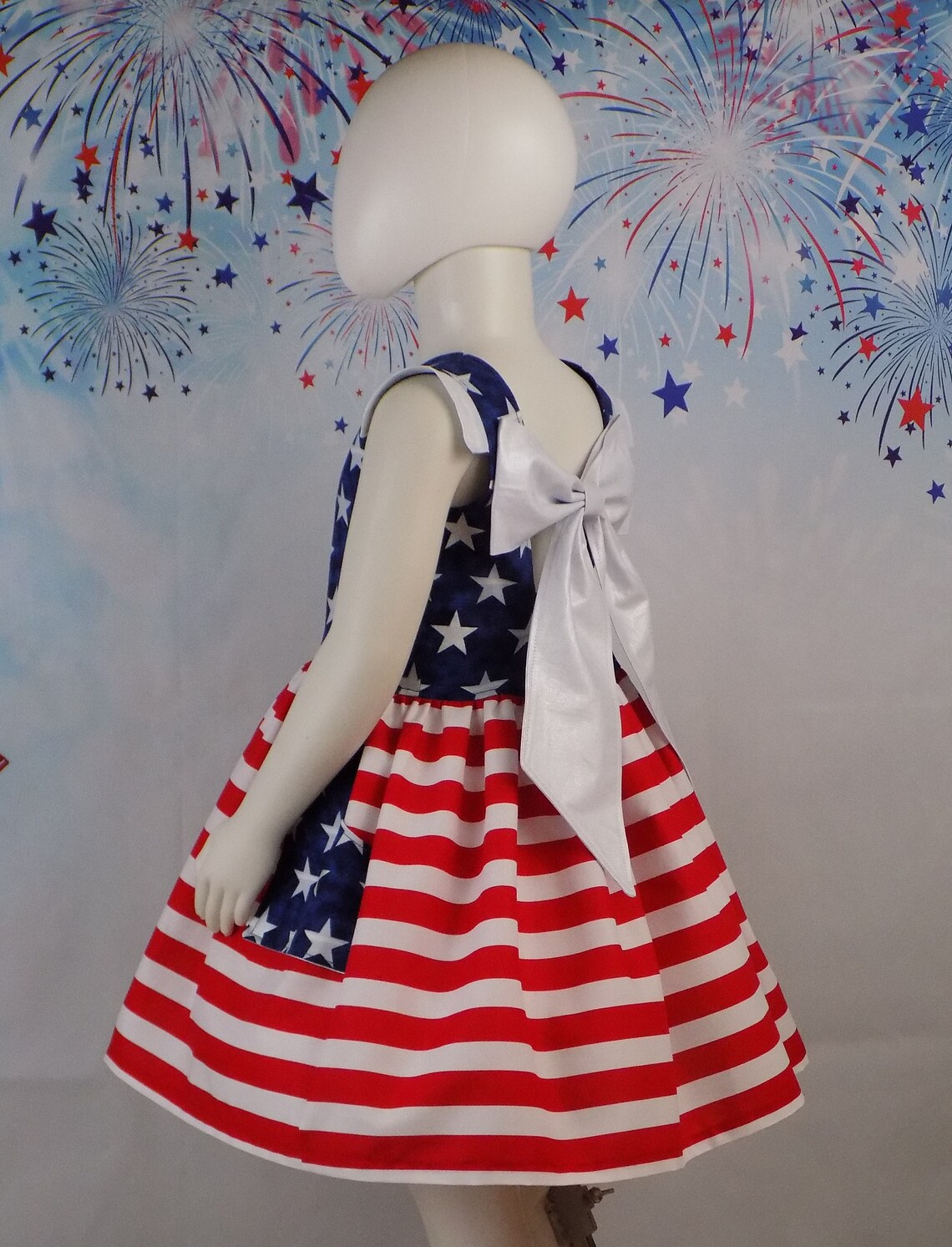 Girls Flag Dress Blue Star Dress Patriotic Pageant Red | Etsy