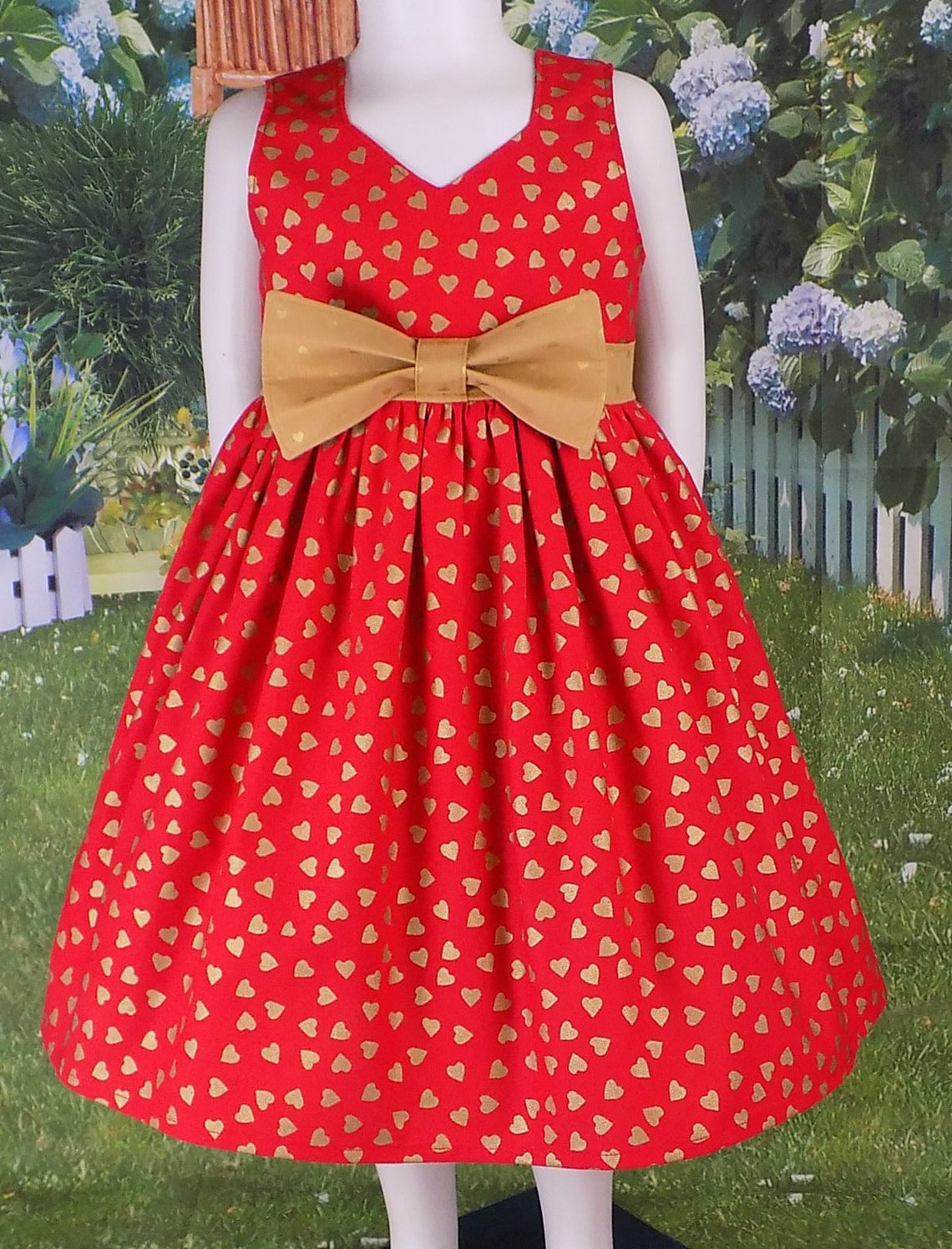 Girls, Valentine Day Dress, Toddler, Hearts Dress, Red, Gold, Set, Teen ...