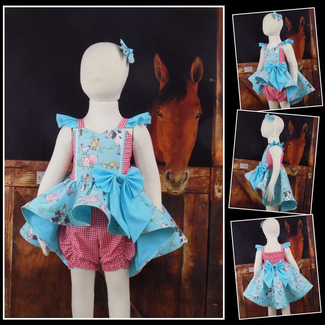 Girl Farm Outfit, Pageant, Farm Casual Wear, 1st Birthday, Chicken, Pig ...