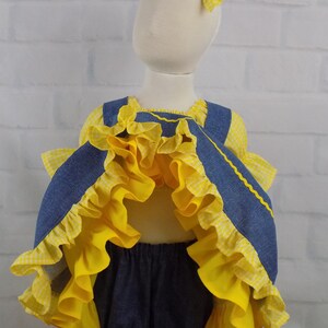 Yellow Denim Pageant Wear, Girl Western Dress Bloomers Set, Country ...