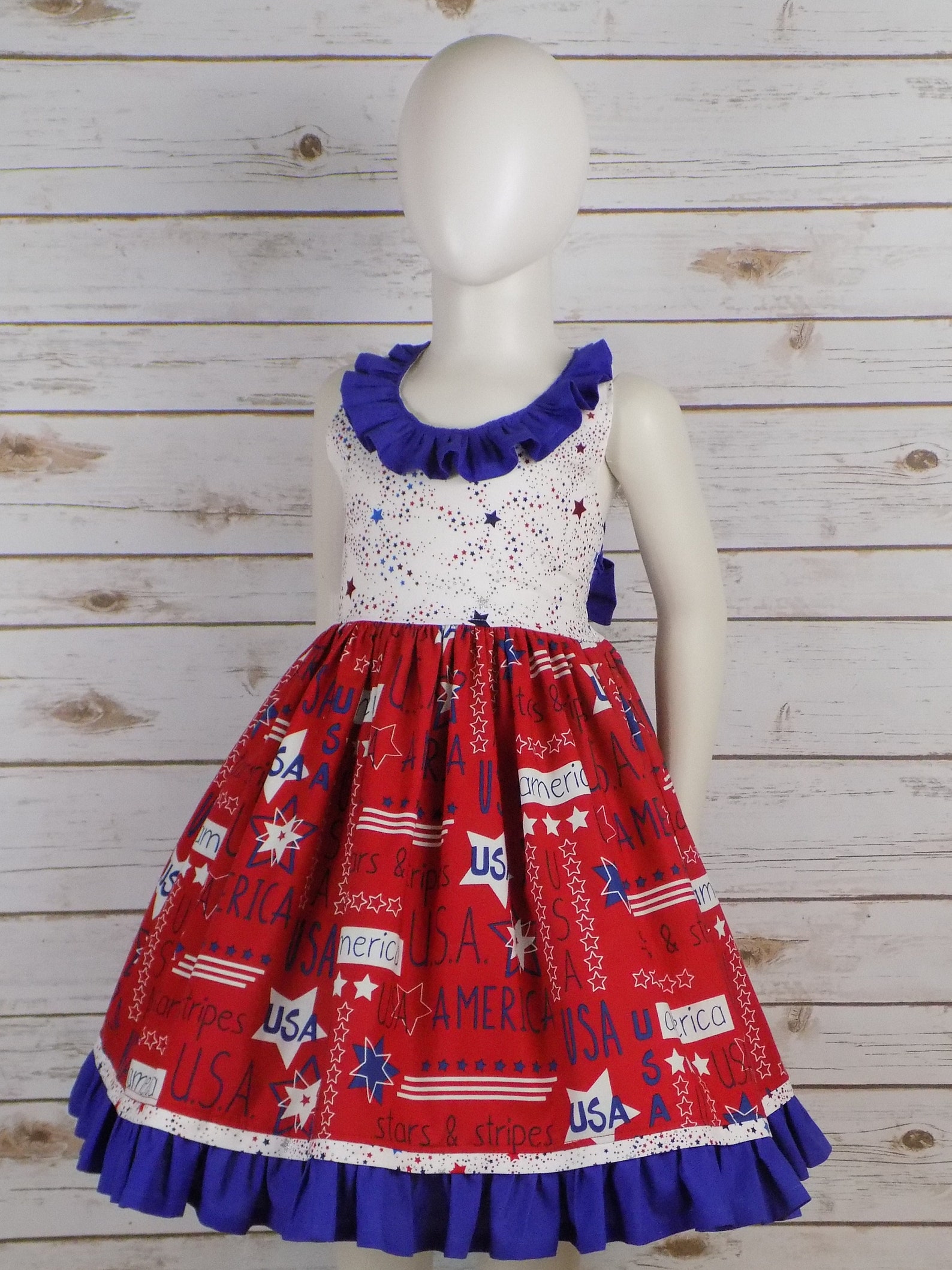 Girls USA Red Patriotic Dress America 4th of July Dress | Etsy