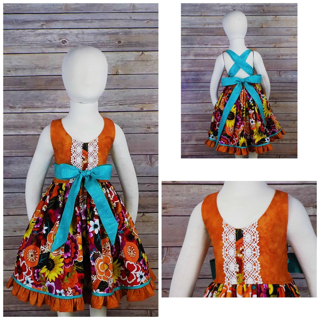 Girls Fall Clothing, Girl Fall Dress, Sunflower Dress, Autumn Dress ...