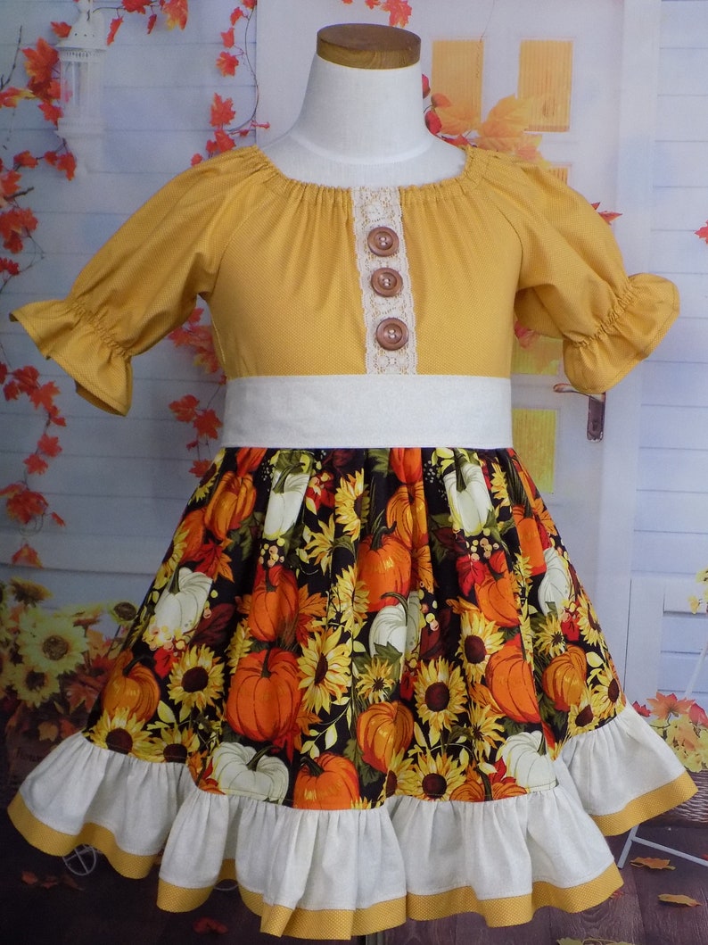 Girls Fall Dress, Sunflower Dress, Pumpkin Dress, Toddler, Baby, Teens ...