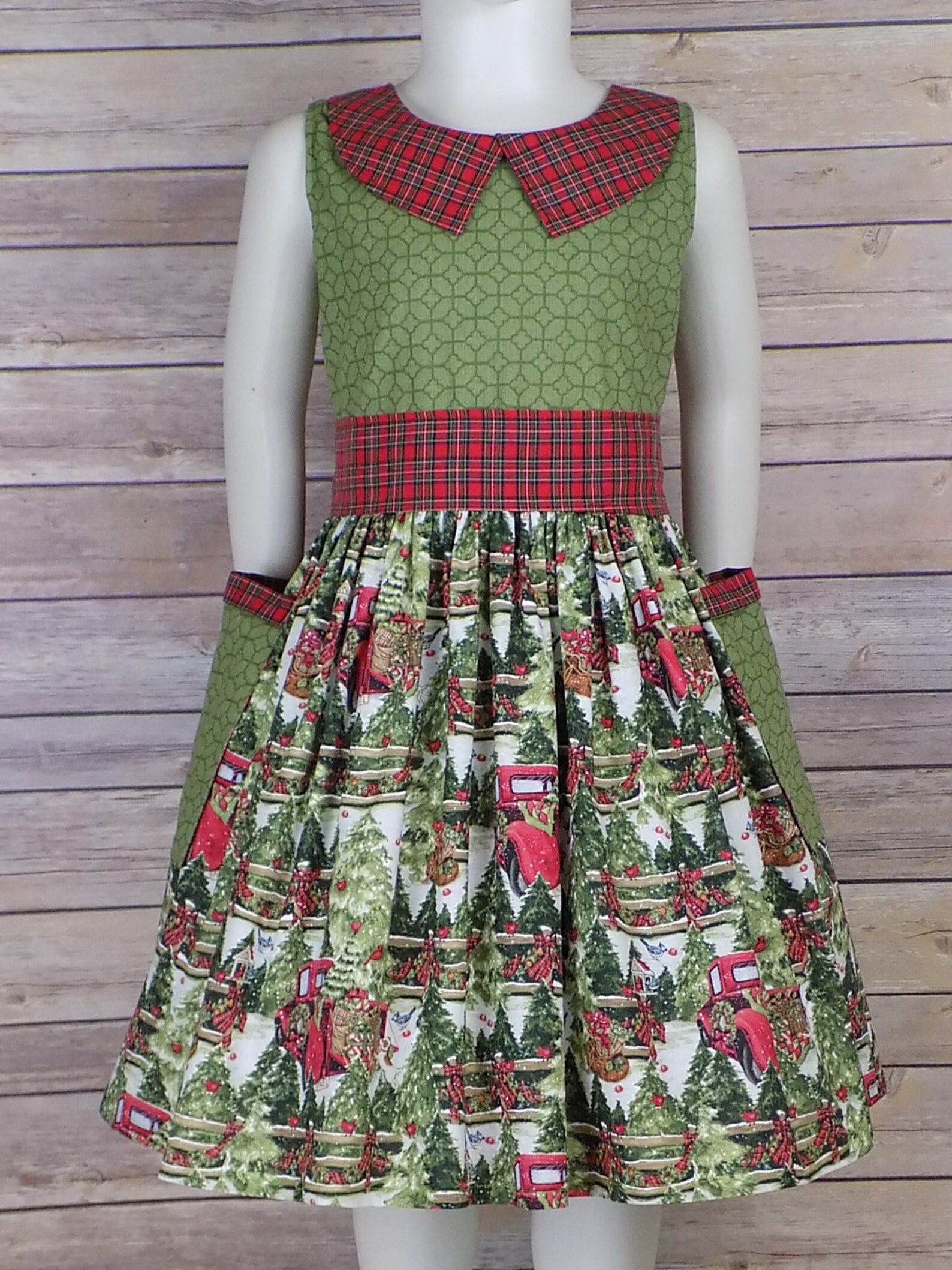 Girls Christmas Dress Red Truck Dress Winter Dress Red | Etsy