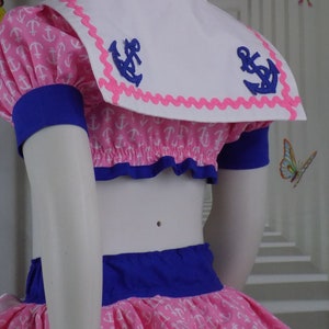 Pageant Pink Sailor Outfit Anchors Girl Sailor, Nautical, Crop Top and ...