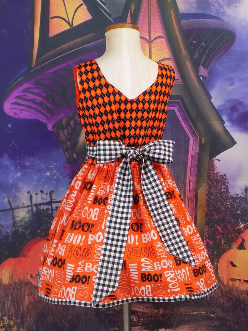 HALLOWEEN Dress Boo Orange Black White Gingham Boutique | Etsy