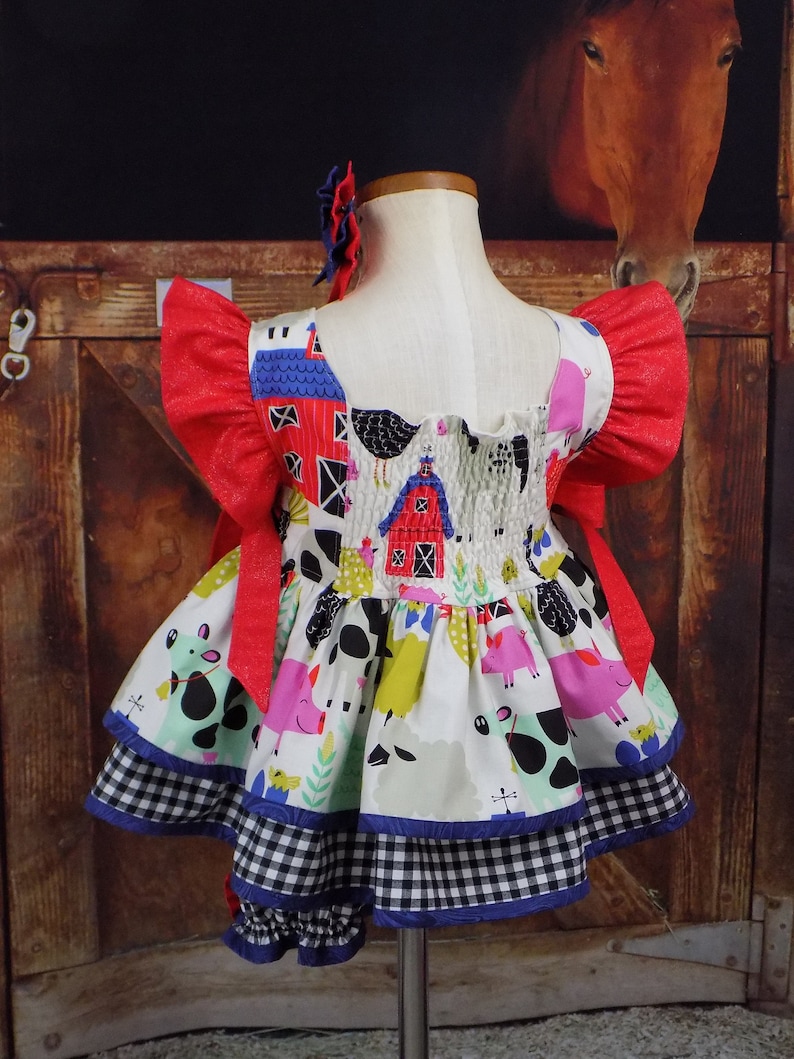 Red Barn Outfit, Girls Farm Outfit, Pageant Wear, Farm Birthday Party ...