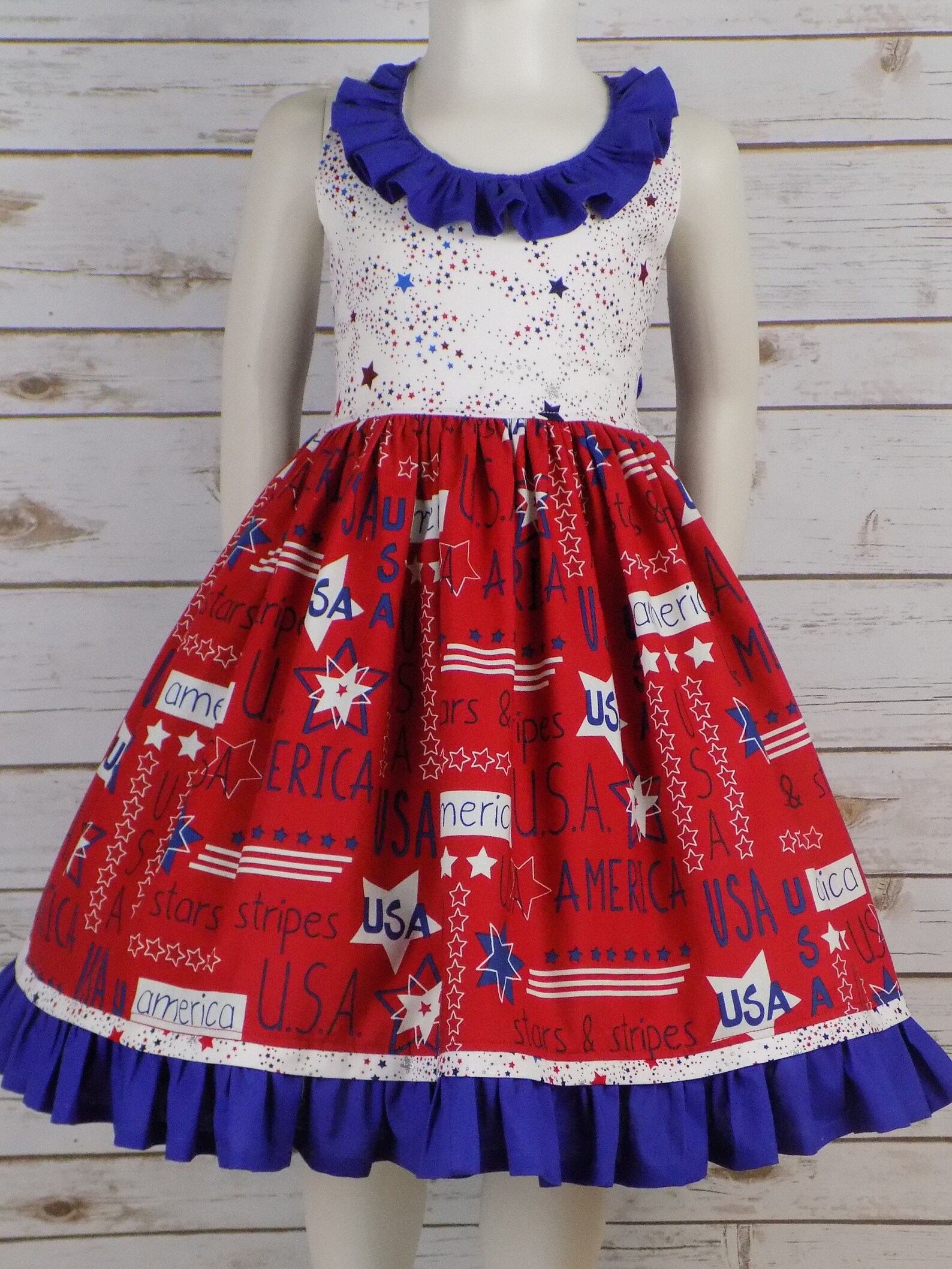 Girls USA Red Patriotic Dress America 4th of July Dress | Etsy