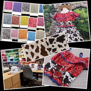 Western Wear Denim Cow Outfit Cowgirl Pageant, Cow Dress, Ruffle Top ...