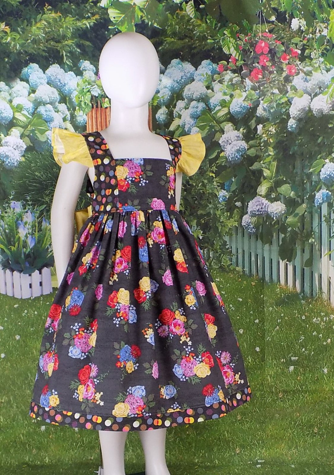 Girls, Easter Dress, Spring, Floral, Big, Flowers, Summer, Yellow, Set ...