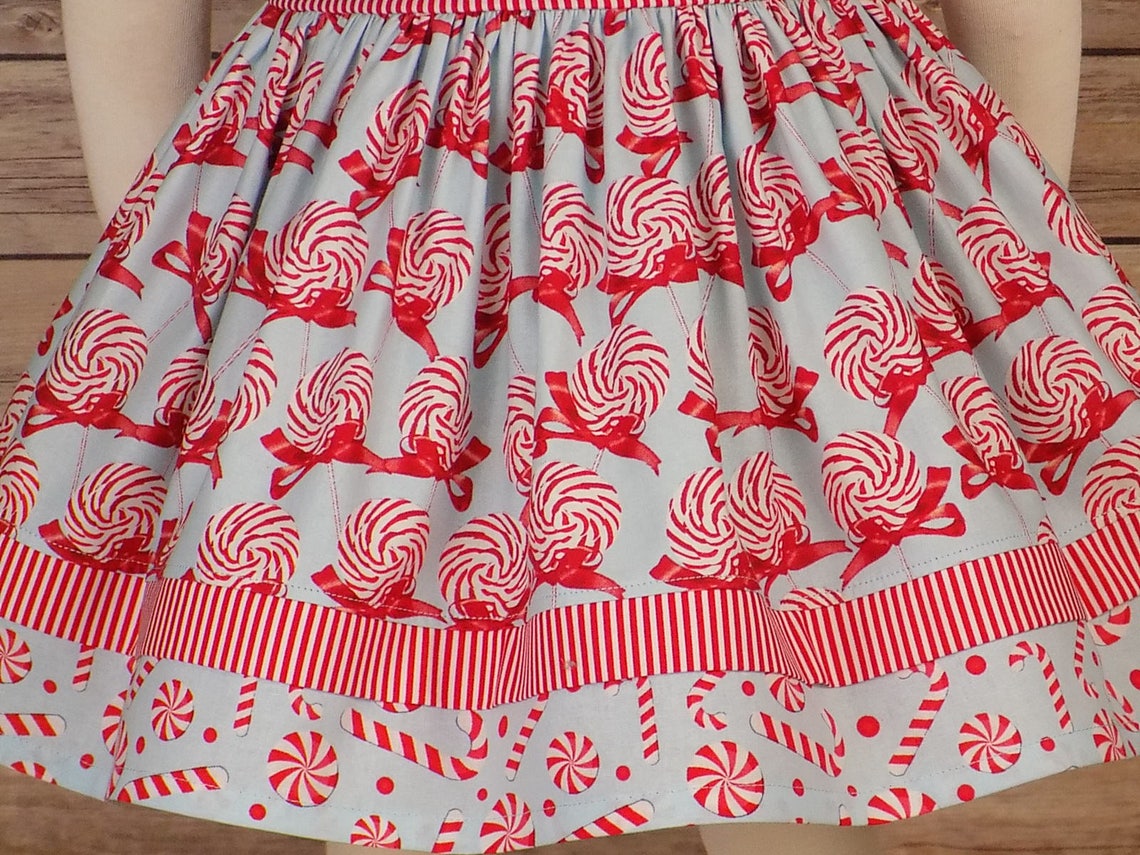 Girls Candy Cane Dress Christmas Dress Red Peppermint | Etsy