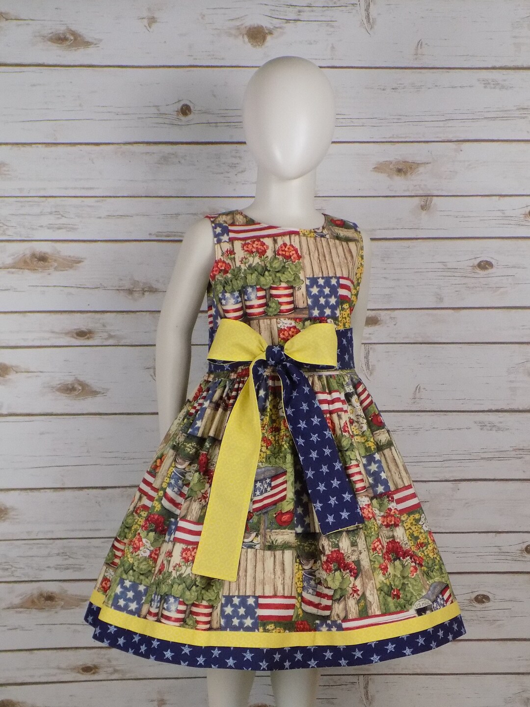 Girls Dress Flags, Geranium Flower, US, Mailbox, Patriotic Dress, 4th ...