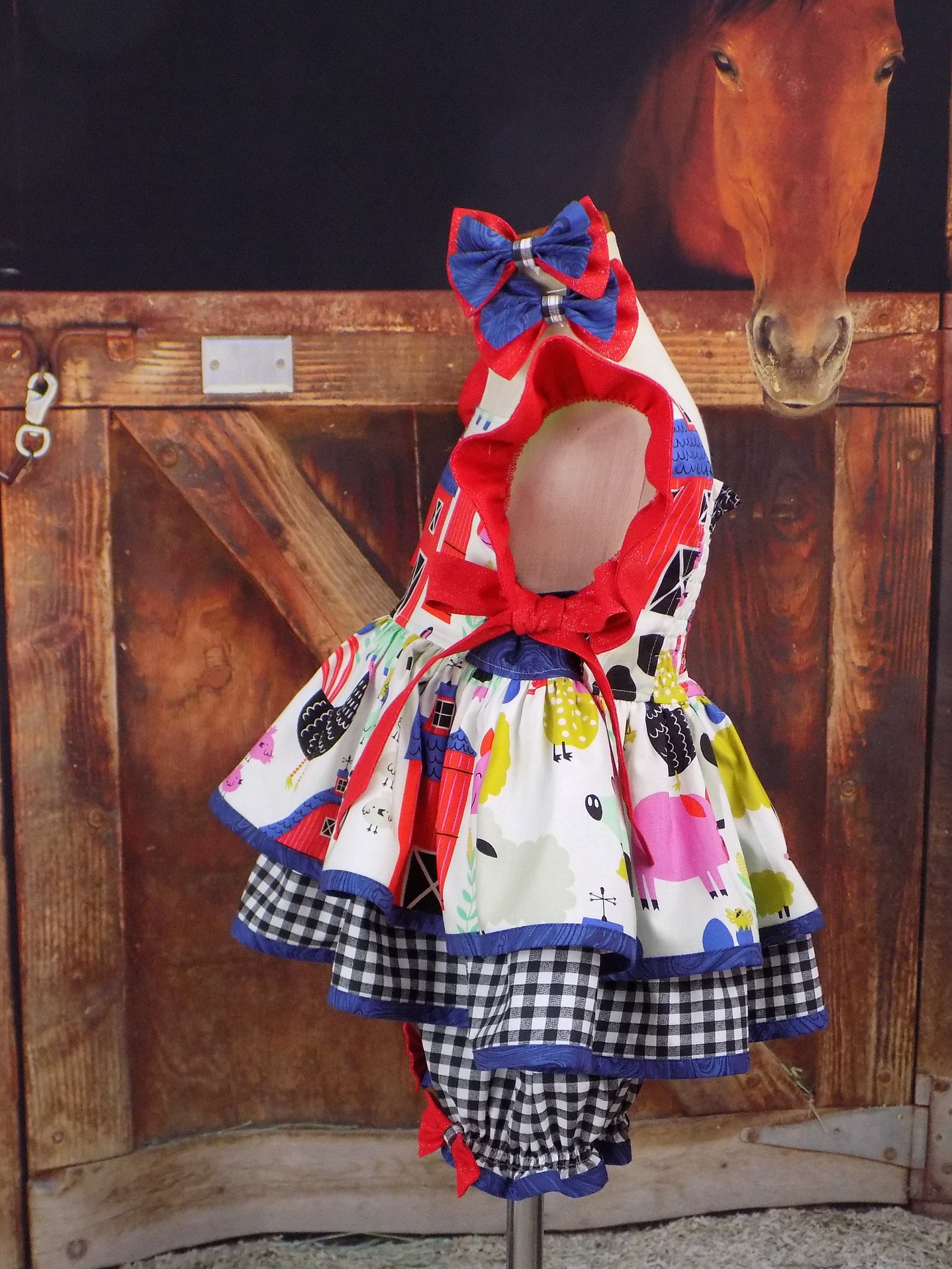 Red Barn Outfit, Girls Farm Outfit, Pageant Wear, Farm Birthday Party ...