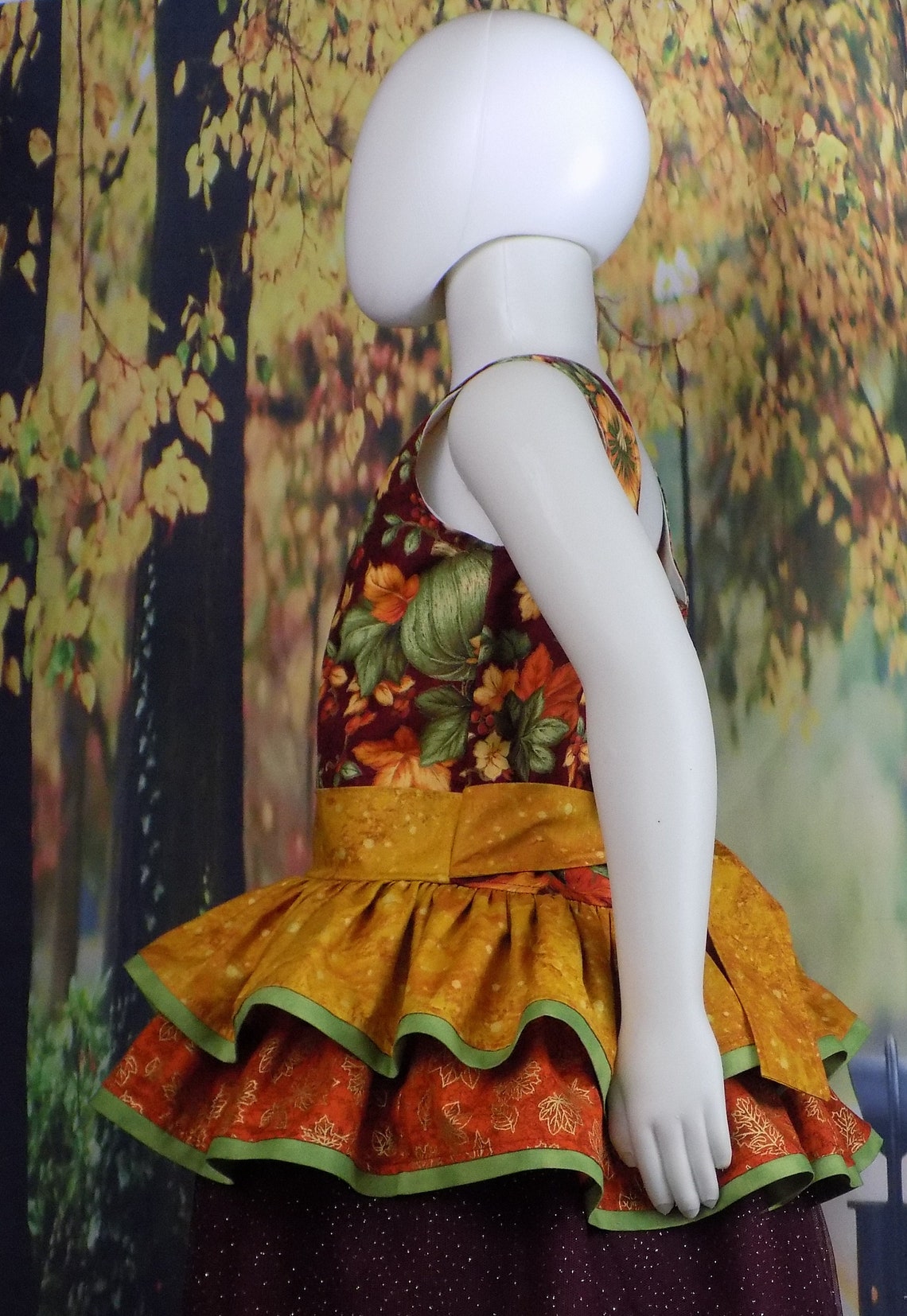Girls Fall Dress, Thanksgiving Dress, Peplum, Skirt, Gourd, Burgundy ...