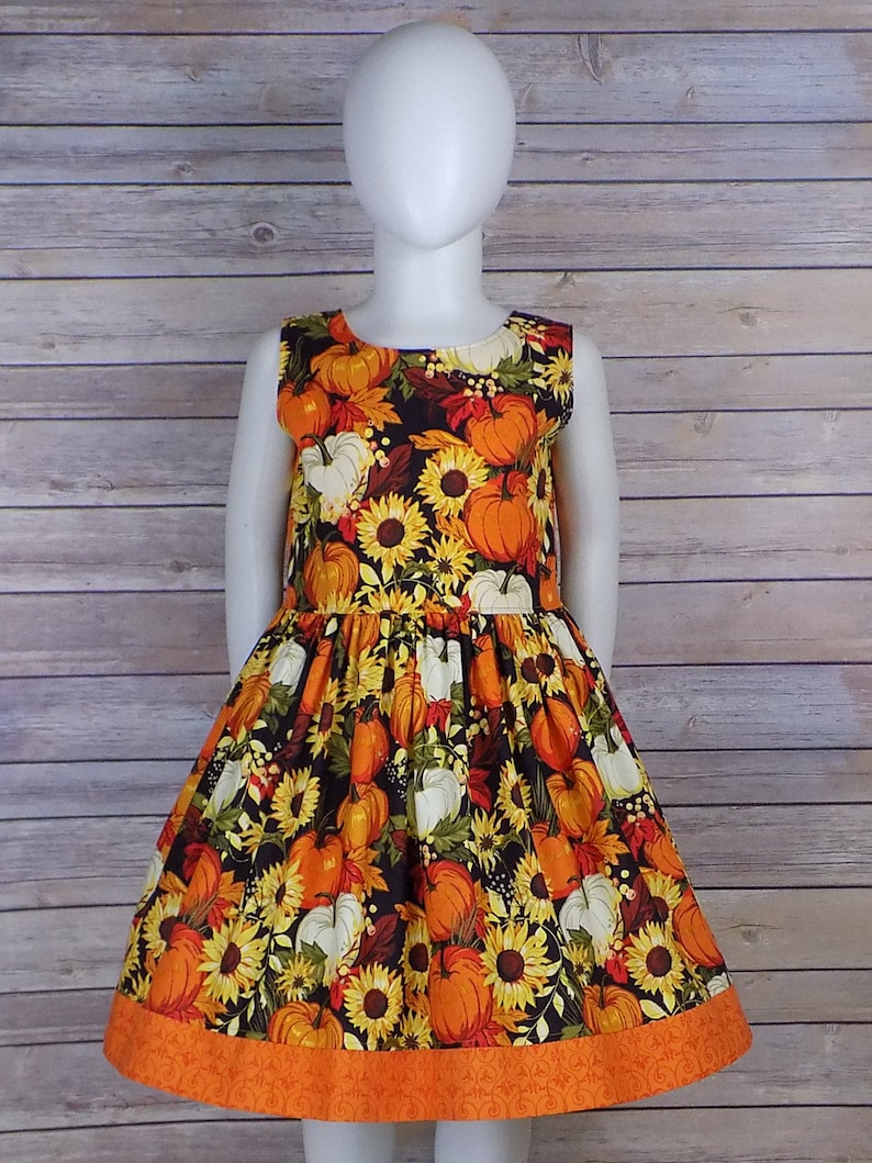 Girls Pumpkin Dress Sunflower Dress, Harvest, Autumn, Thanksgiving ...