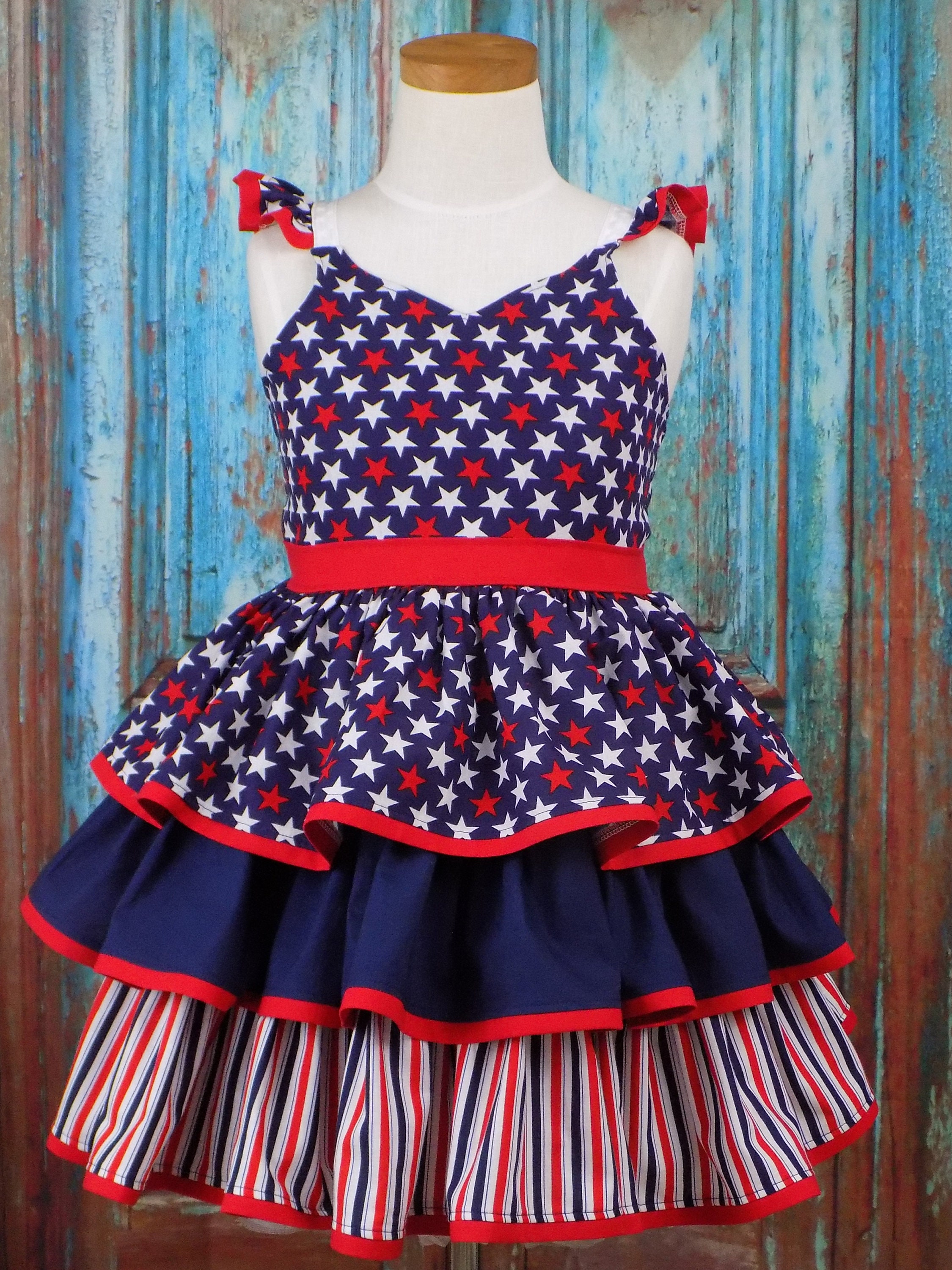 Patriotic Pageant Wear, Girls, Western, Outfit, Patriotic Dress, Red ...
