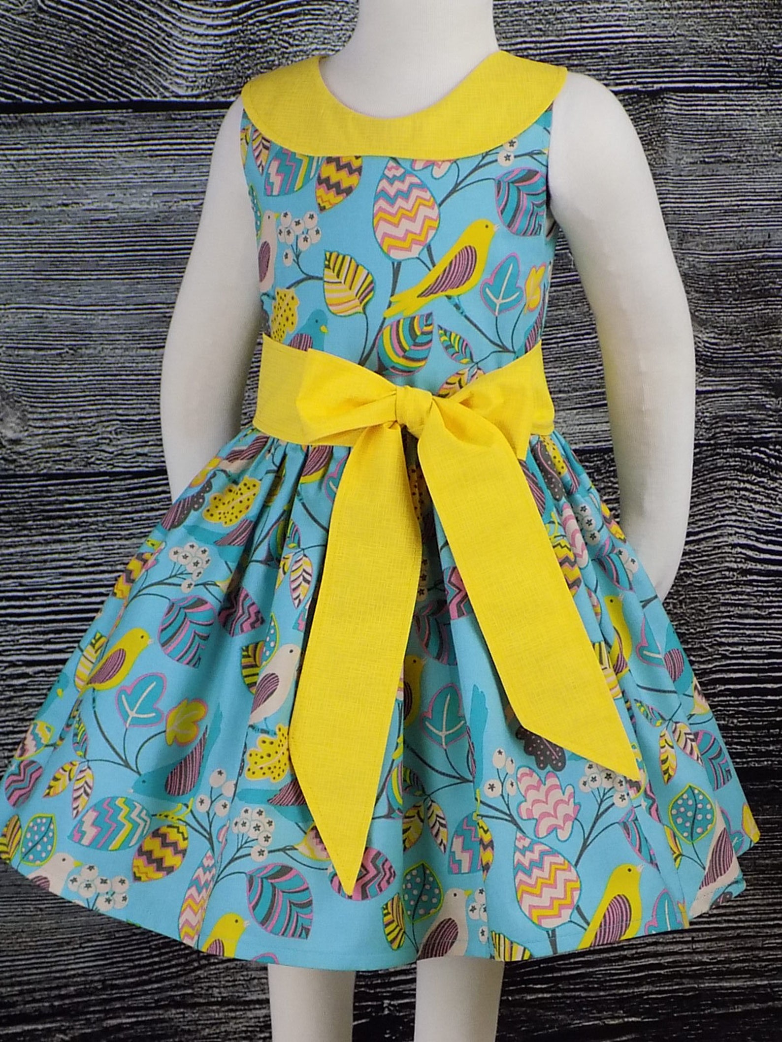 Girls Easter Dress Spring Birds Eggs Blue Yellow - Etsy