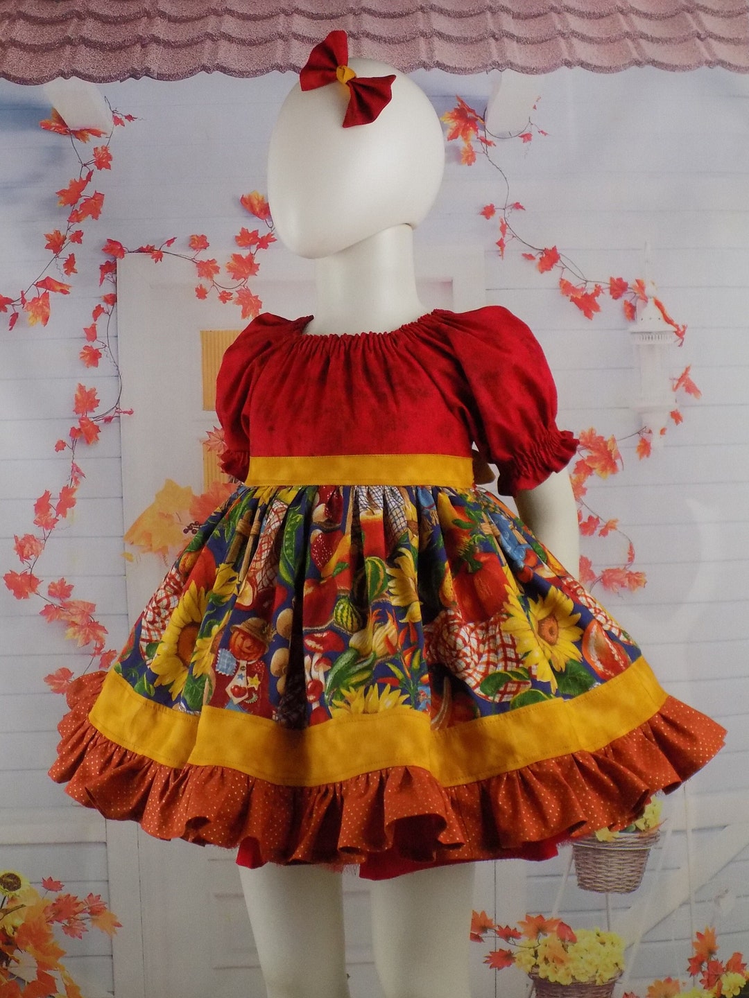 Scarecrow Dress, Girls Fall Dress, Pageant OOC, Petti, Bow, Toddler ...