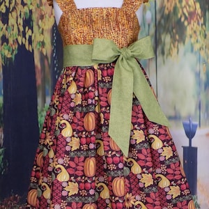 Girls, Thanksgiving Dress, Toddler, Fall Dress, Pumpkin Dress, Autumn ...