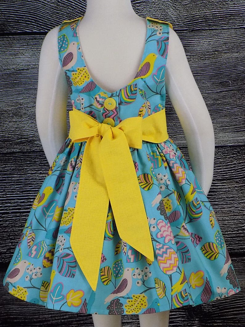 Girls Easter Dress Spring Birds Eggs Blue Yellow - Etsy