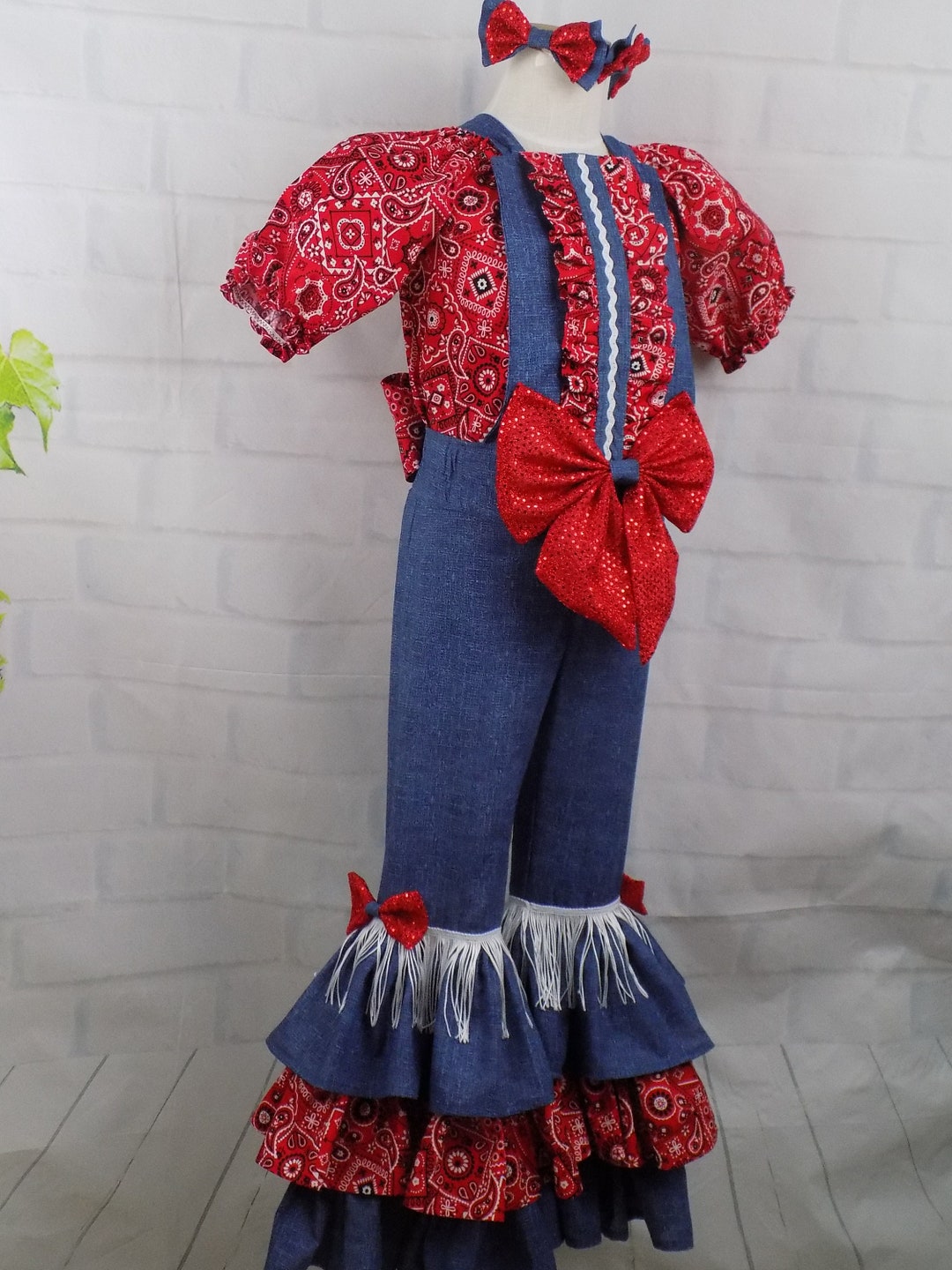 Denim Pageant Overalls, Girls Western Overalls, Red Bandana, Denim Wear ...