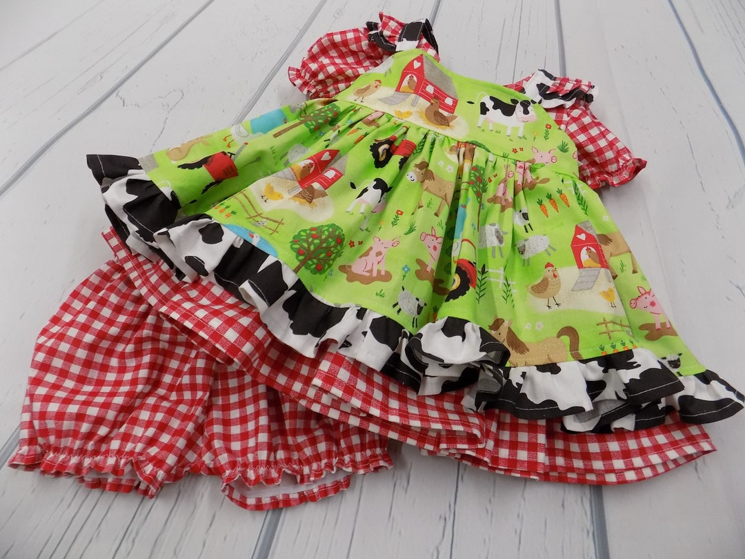 Green Toddler Farm Outfit, Pageant Farm Wear, Farm OOC, Cow Dress ...