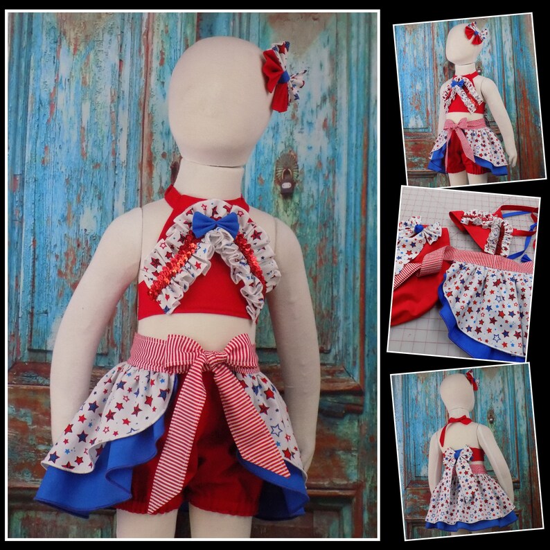 Red White Blue OOC Patriotic Pageant Wear Girls 4th of July - Etsy