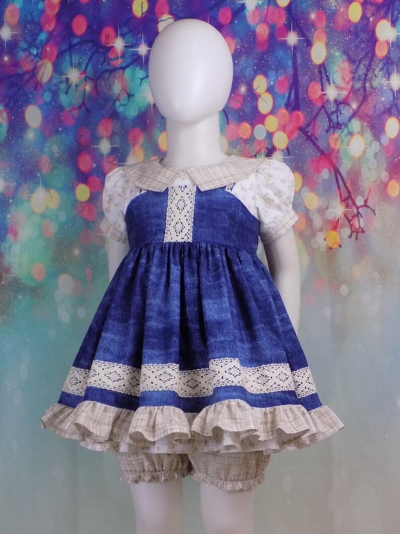 Denim Lace Dress Girl Western Wear Pageant OOC Outfit - Etsy