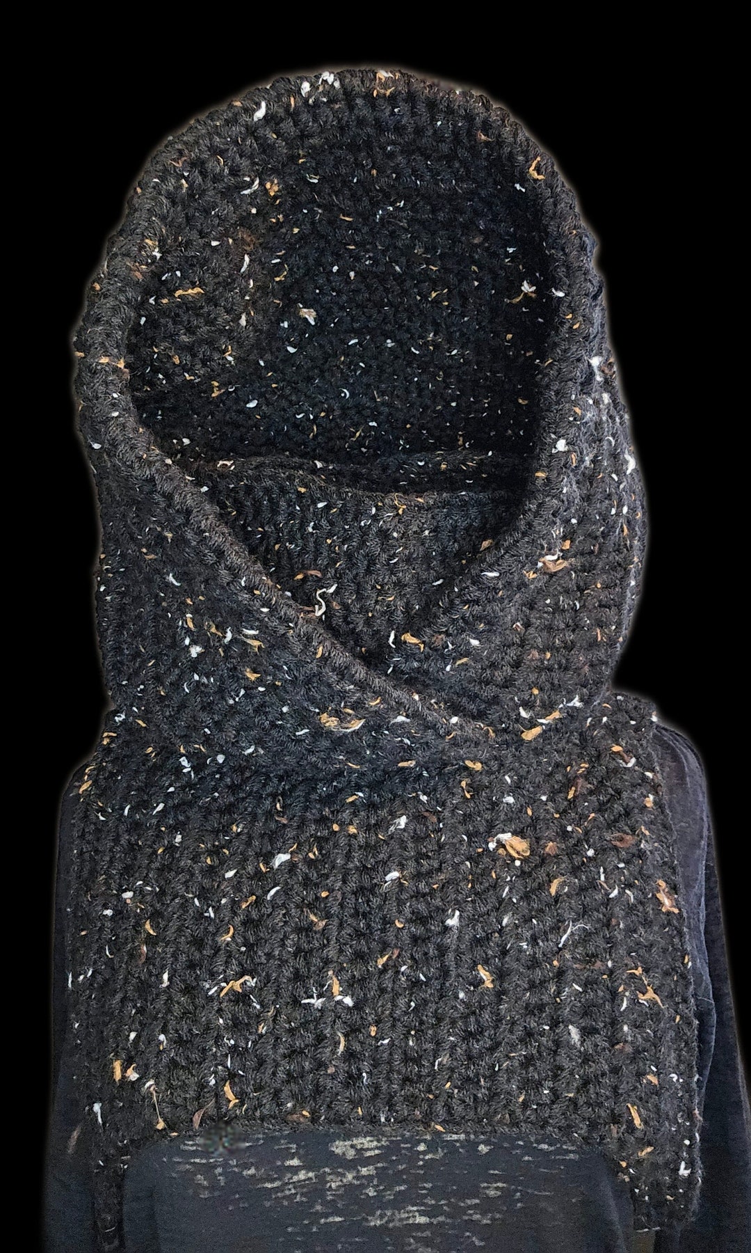 Matrixx Hood black Tweed, Tik Tok Viral, Crochet, Convertable Hooded ...