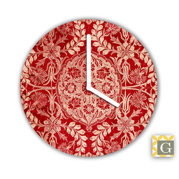 Red Wall Clock - Etsy