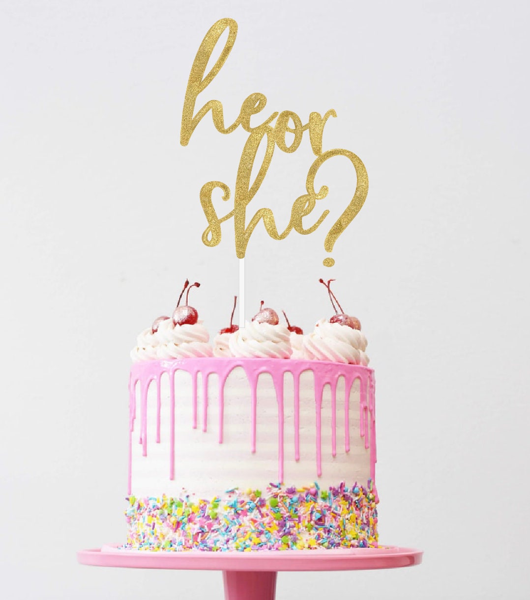 Glitter He or She Cake Topper | Gender Reveal Party - Etsy
