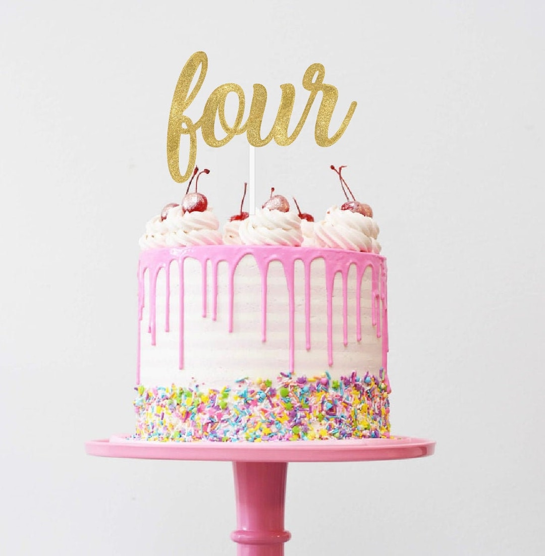 Four Cake Topper 4th Birthday Cake Topper 4th Birthday Decorations Four ...
