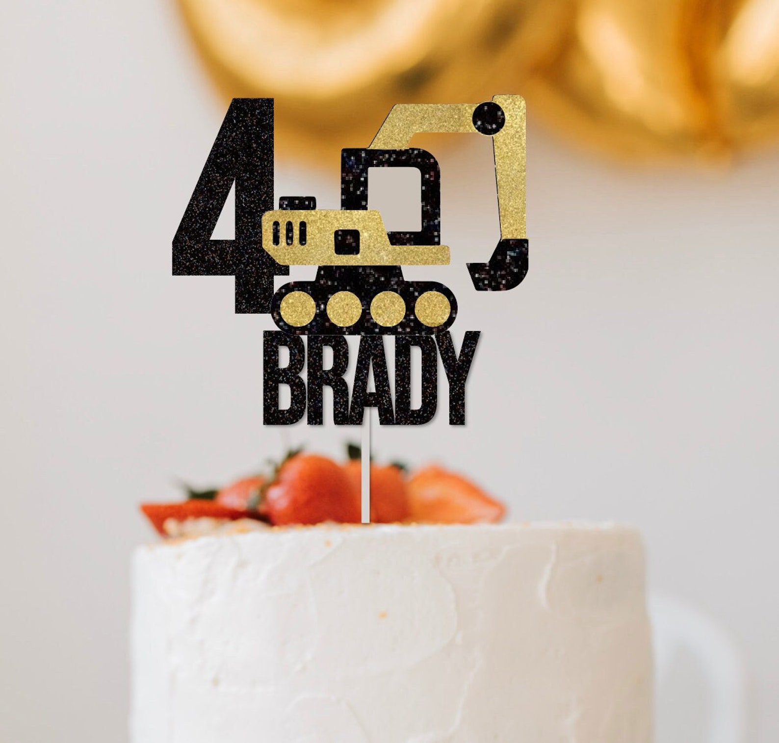 Construction Birthday Cake Topper Excavator Cake Topper - Etsy
