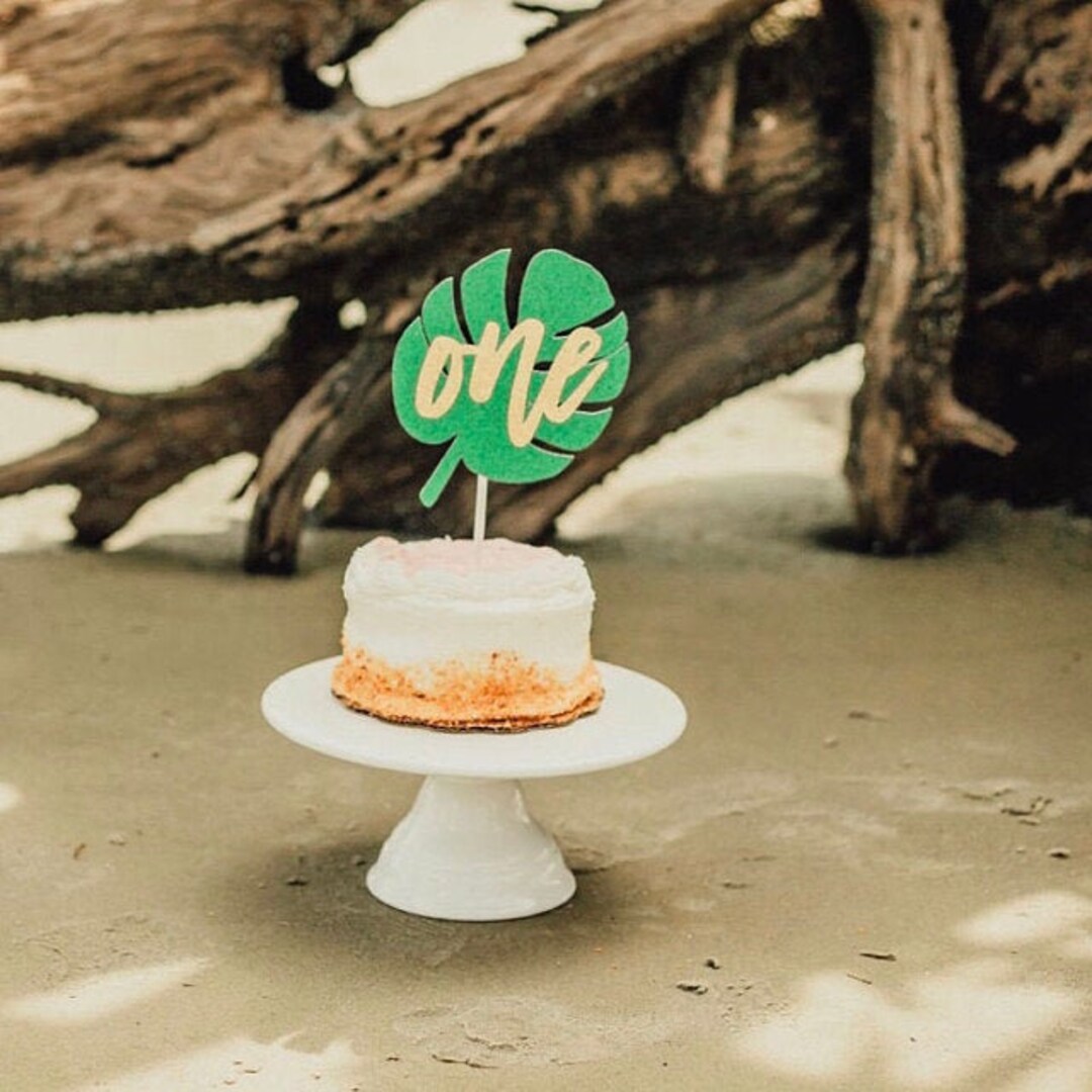 Personalized Palm Leaf Cake Topper | Tropical Birthday Party Decor - Etsy