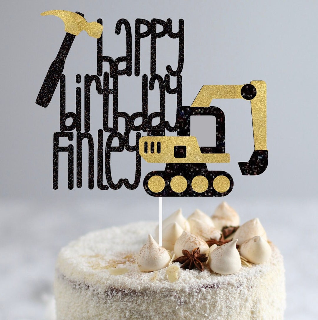 Construction Birthday Cake Topper Excavator Cake Topper Construction ...
