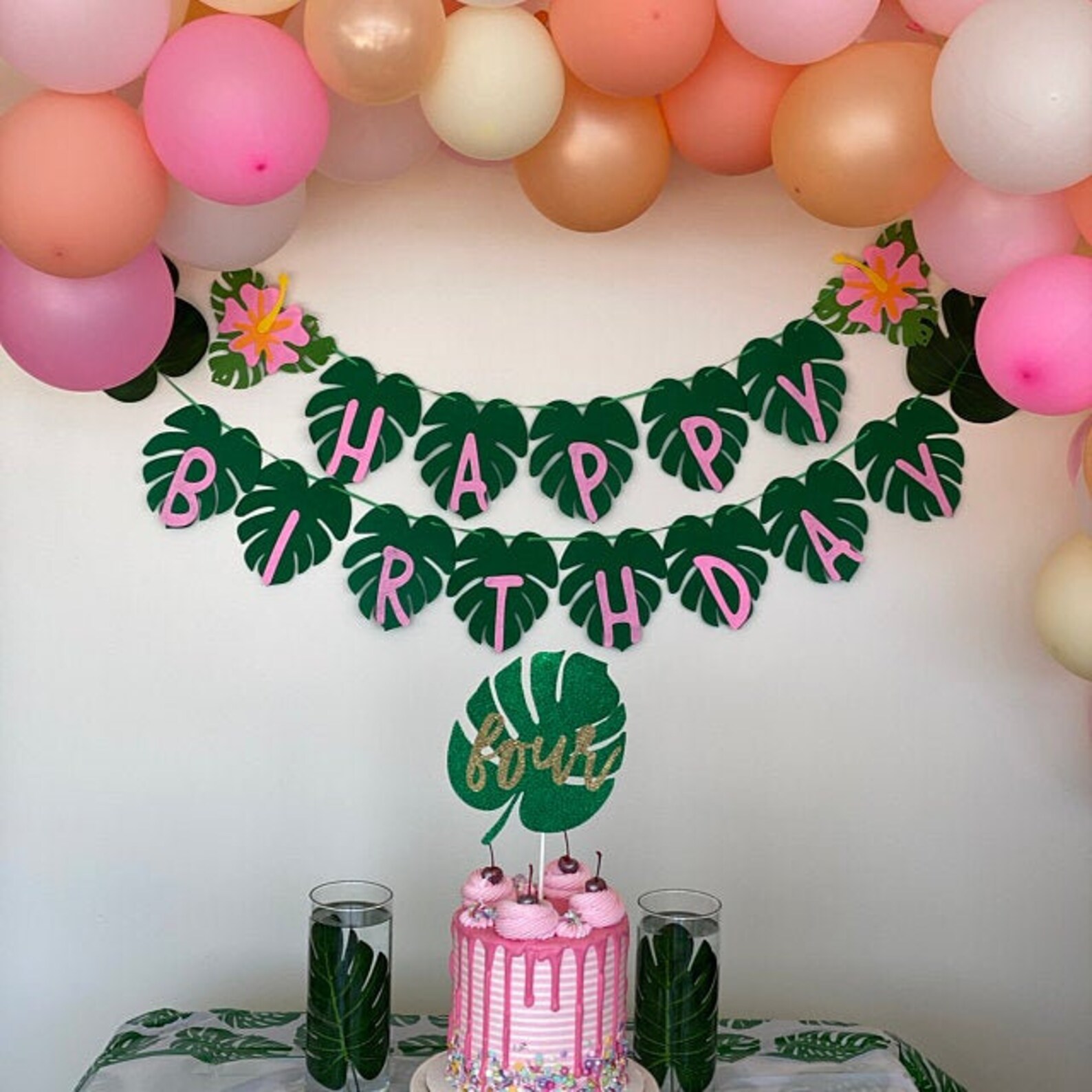 Palm Leaf Cake Topper Personalized Cake Topper Tropical - Etsy