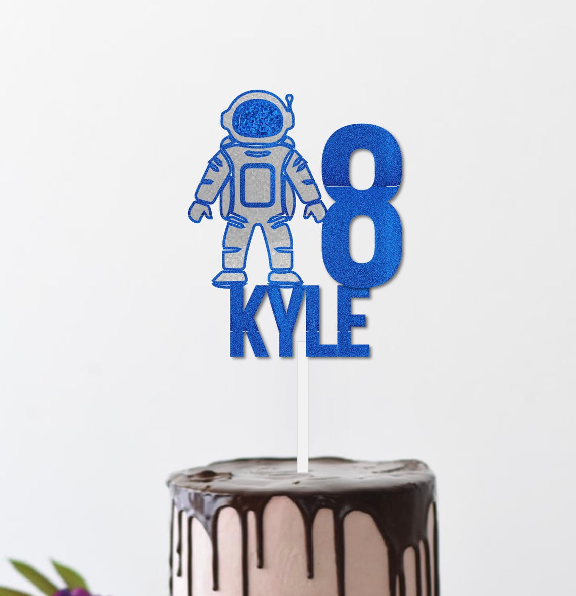 Personalized Astronaut Cake Topper | Glitter Outer Space Birthday - Etsy