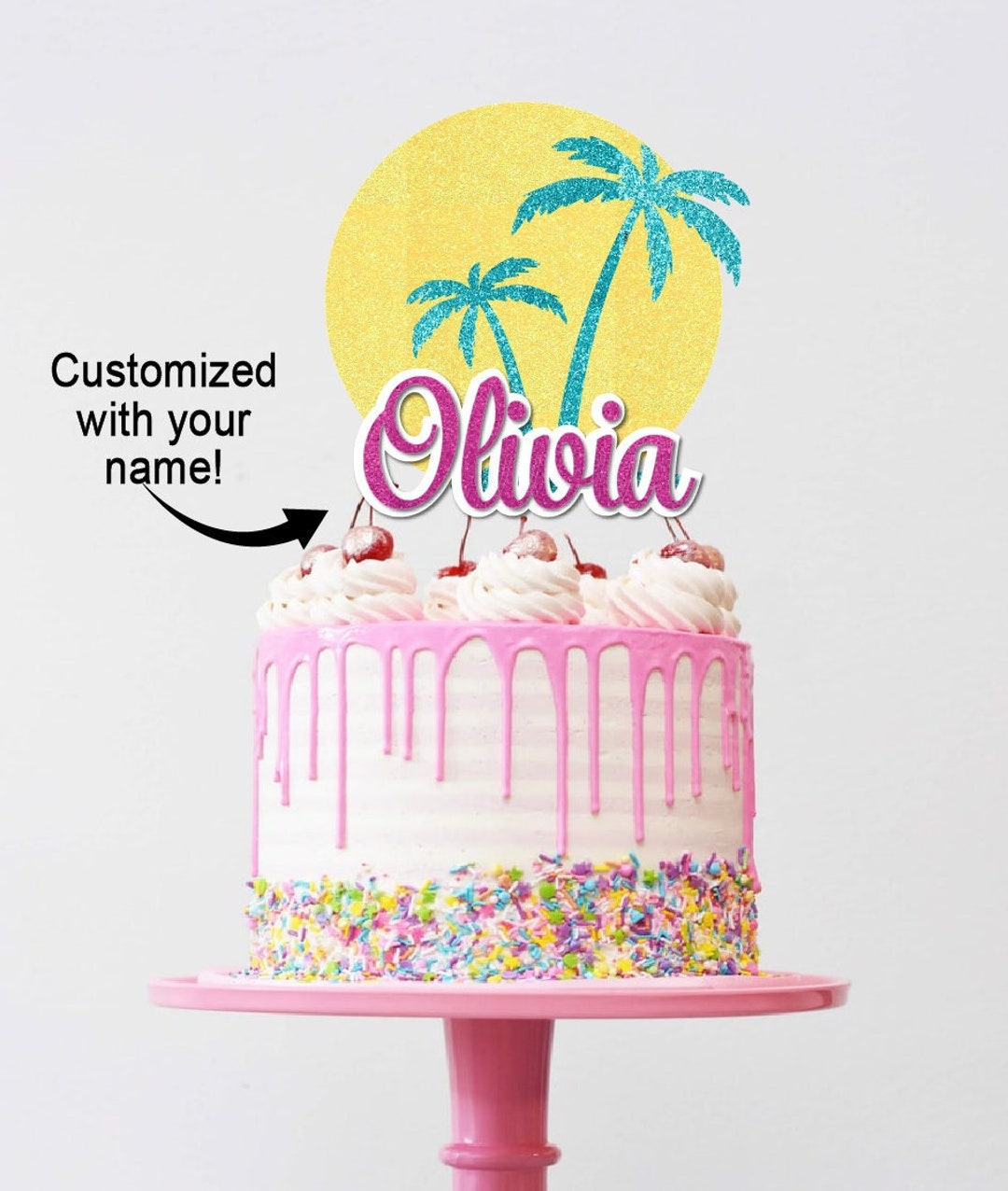 Birthday Party Cake Topper Let's Go Party Cake Topper Palm Beach Party ...